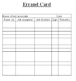 BANK OF RAINNA: ERRAND CARD FORMAT