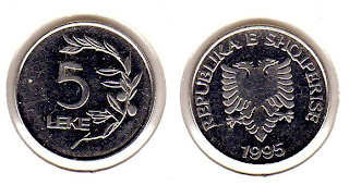 Moedas do Mundo: 5 Leke 1995 - Albânia