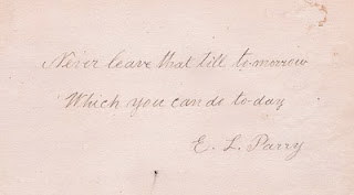 EDWARD LLOYD PARRY (1818-1906): ELP's signature (beautiful handwriting)