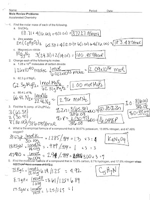 Accelerated Chemistry: mole review problems packet