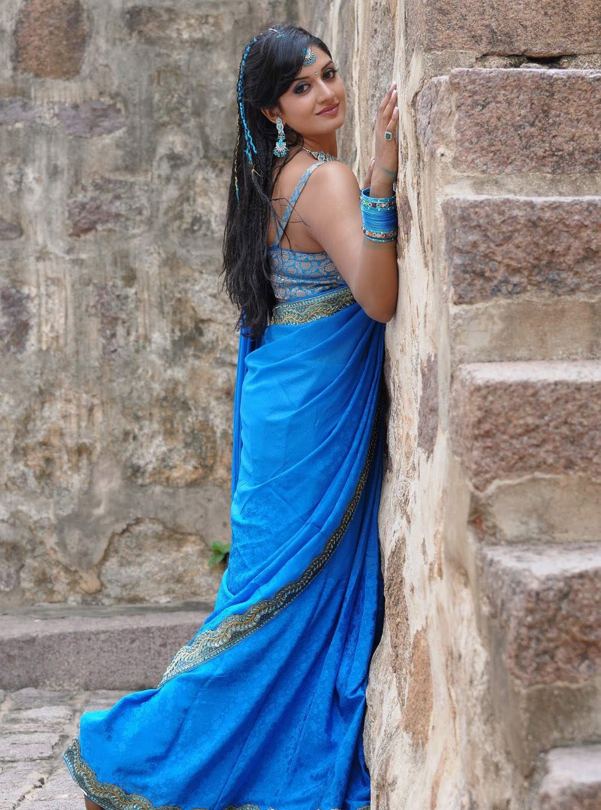 Vimala Raman Masala Photo Shoot in Designer Blue Sari