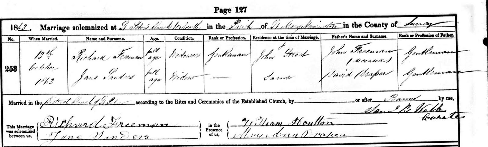 The Draper and Sanders families of Enfield, M'sex: Marriages of Jane Draper