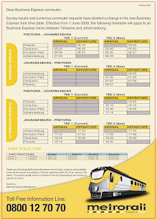 South African Railway News: BE 2 - Timetable