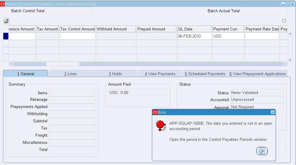 Oracle Applications: R12: Opening Payables accounting period in Oracle R12