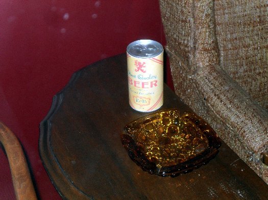 Child of the Sixties Forever: Archie Bunker beer can next to his chair