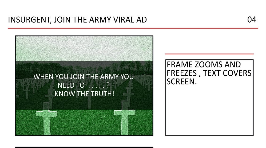 Design for Industry group 13: join the army viral ad storyboard v1
