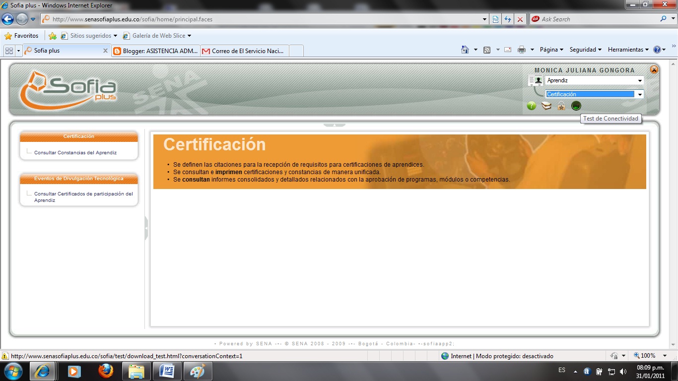 ASISTENCIA ADMINISTRATIVA 148560: EVIDENCIAS CORREO MISENA Y SENASOFIAPLUS