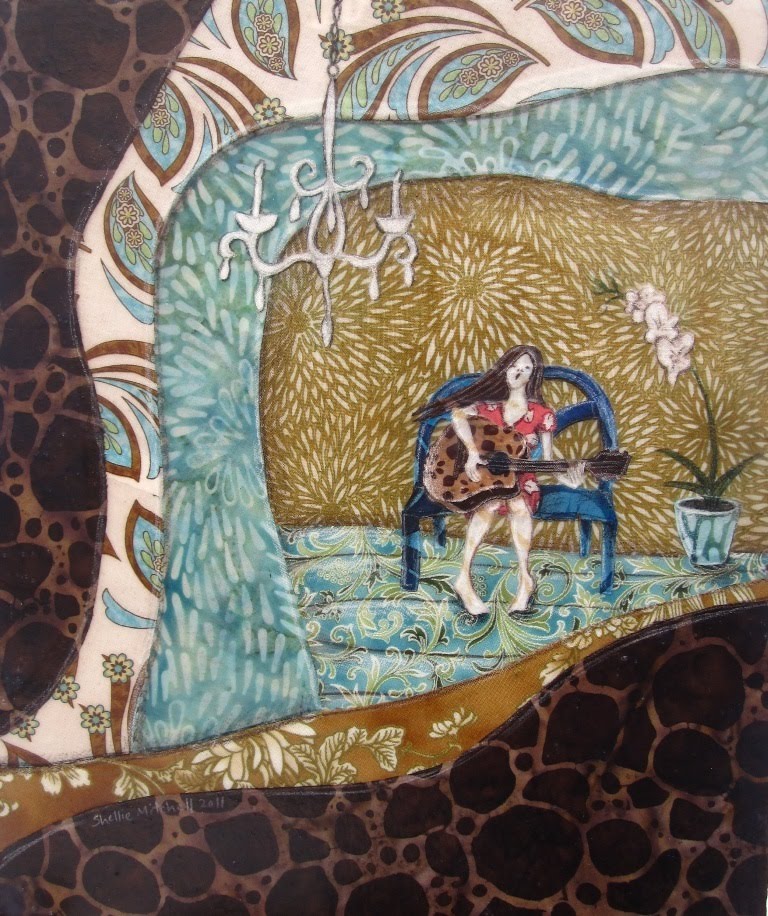 Fabric on Wood art by Shellie Mitchell