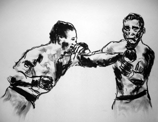 UFC MMA art charcoal drawing