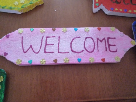 Innovative art and craft works: Welcome board from thermocol