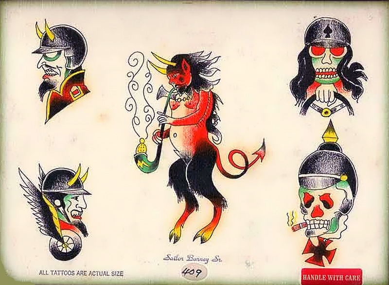 SICKLEVILLE: Ol Time tattoo flash by Sailor Barney Sr