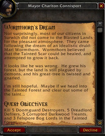 Shadows Wow Guide: Surwich Blasted Lands Tainted Forest