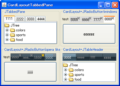 Java Swing Tips: create JTabbedPane like component using CardLayout and ...