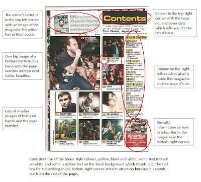 AS Media Coursework: Music magazine contents page analysis: KERRANG ...