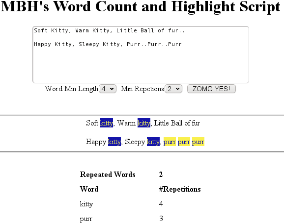 Techy Title Here: Word Repetition Count and Highlight