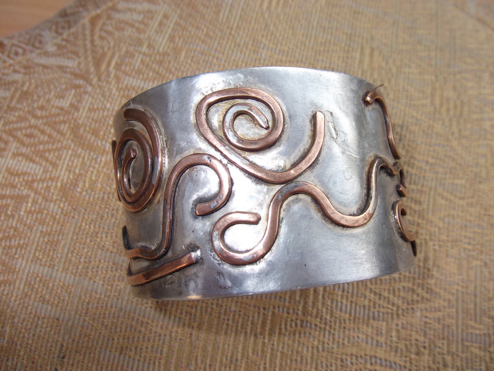 joyeria artesanal merce: Brazalete plata y cobre