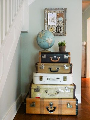blue cardinal: Vintage suitcase, what's your story?