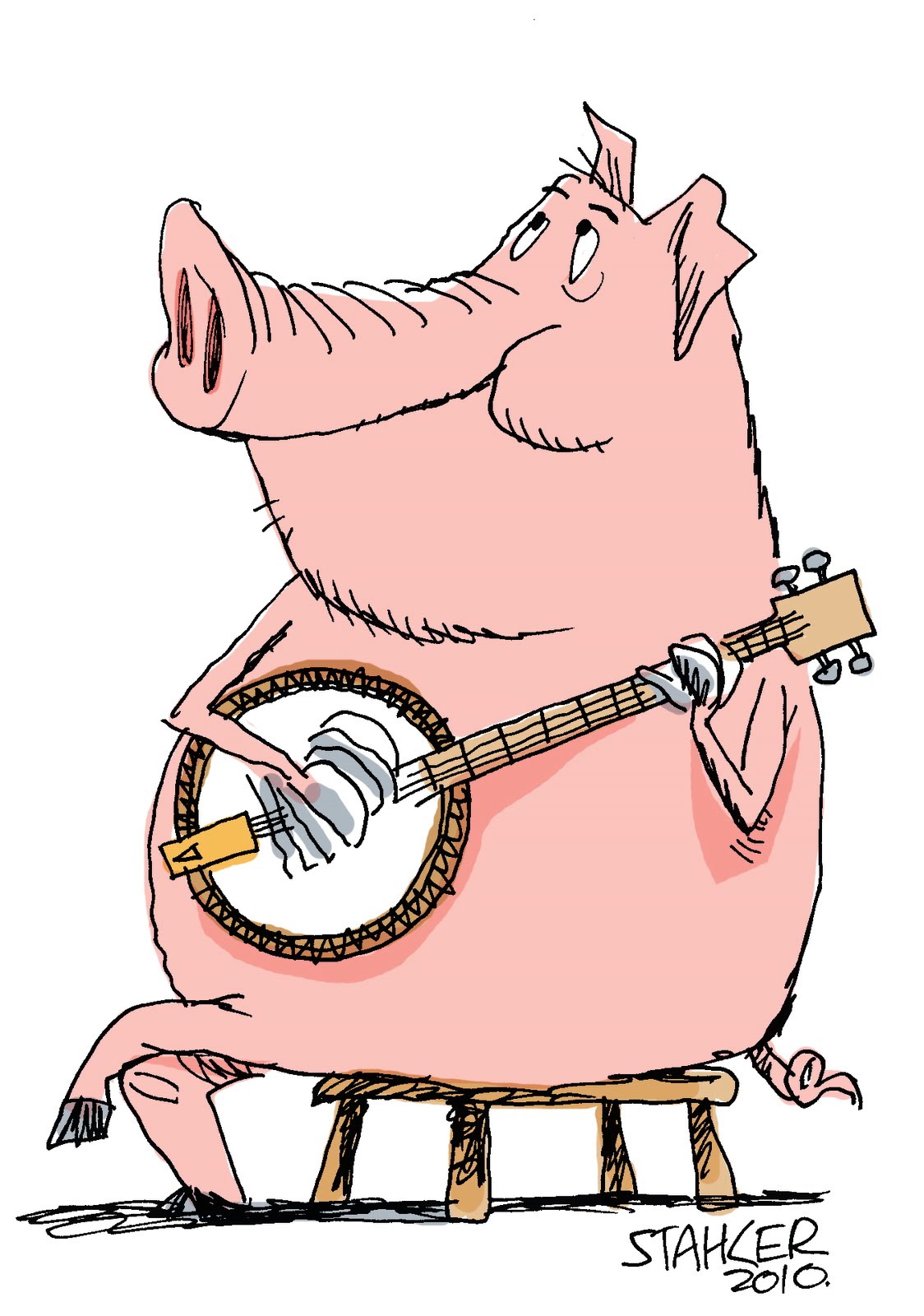 Dueling Banjo Pigs: Jeff Stahler: Plucky Porker