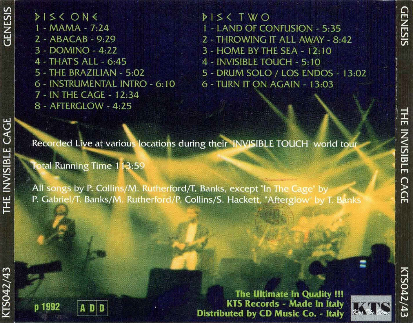 Genesis - 1987-06-20 - Manheim, Germany " The Invisible Cage" (bootleg ...