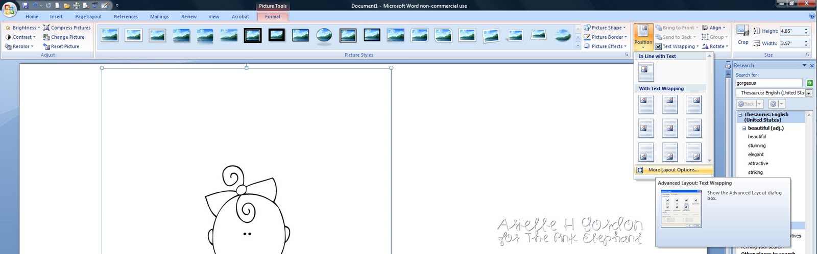 The Pink Elephant: PRINTING DIGI STAMPS Using Word