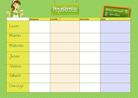 Plantillas para menus semanales - Imagui
