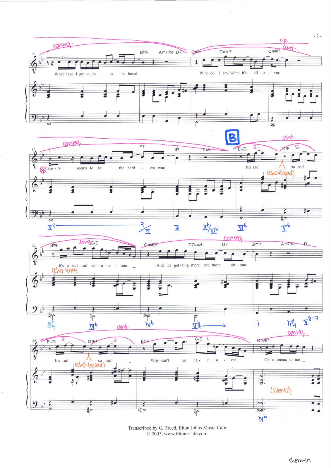 Musical Thoughts Aai 184 Sorry Seems To Be The Hardest Word