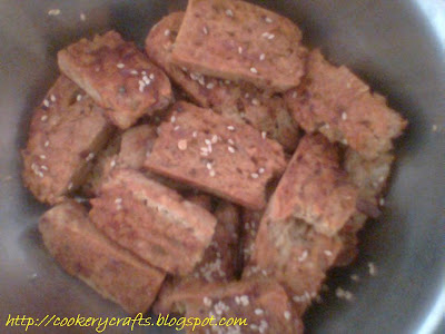 Soya Chunks Biscuits with Tangy sauce & Sesame seeds