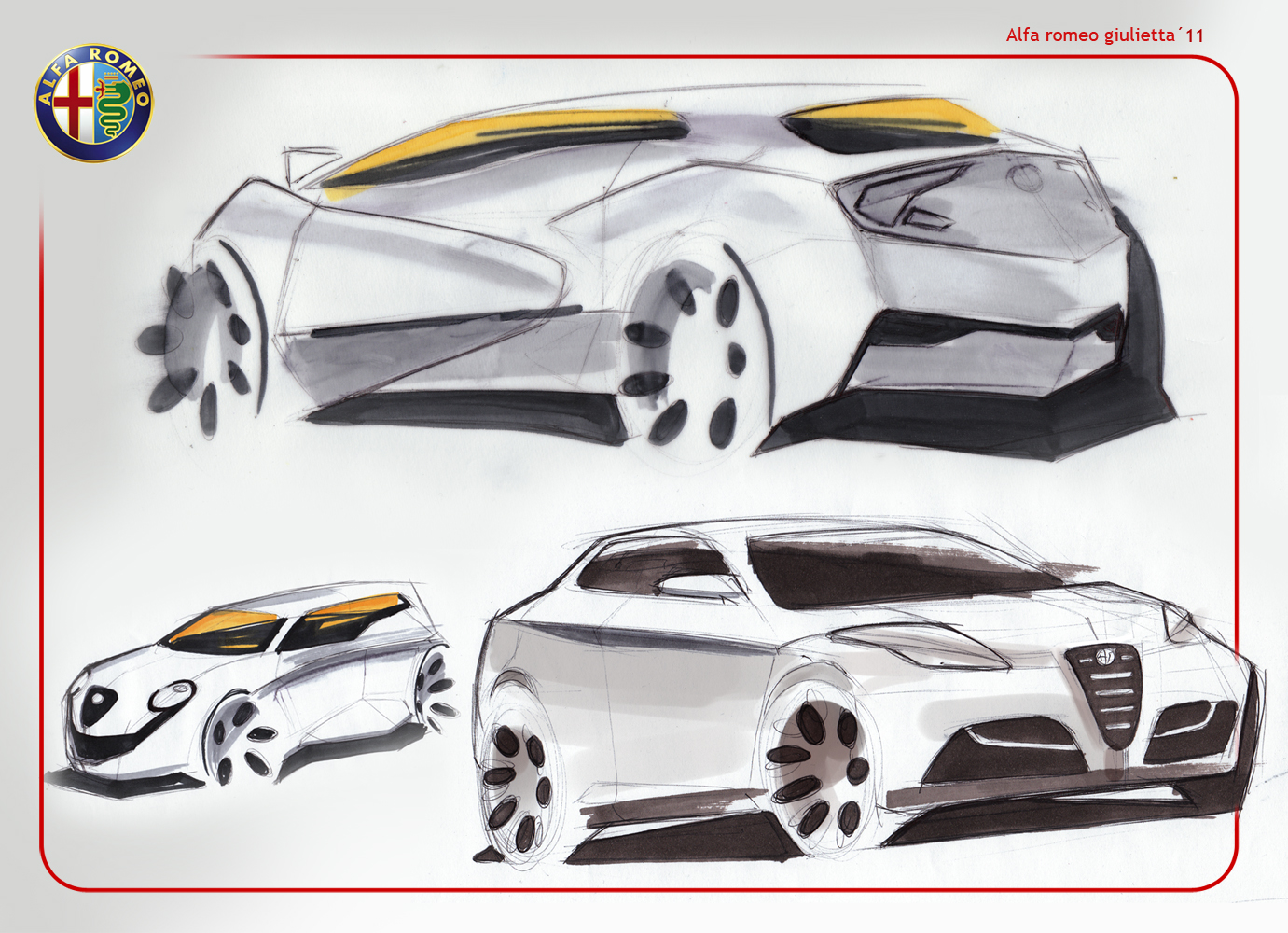 mazarisko: hand sketching alfa romeo giulietta
