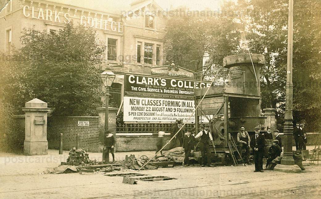 Postcards Then and Now: Ealing, Mattock Lane, Clark's College c1910