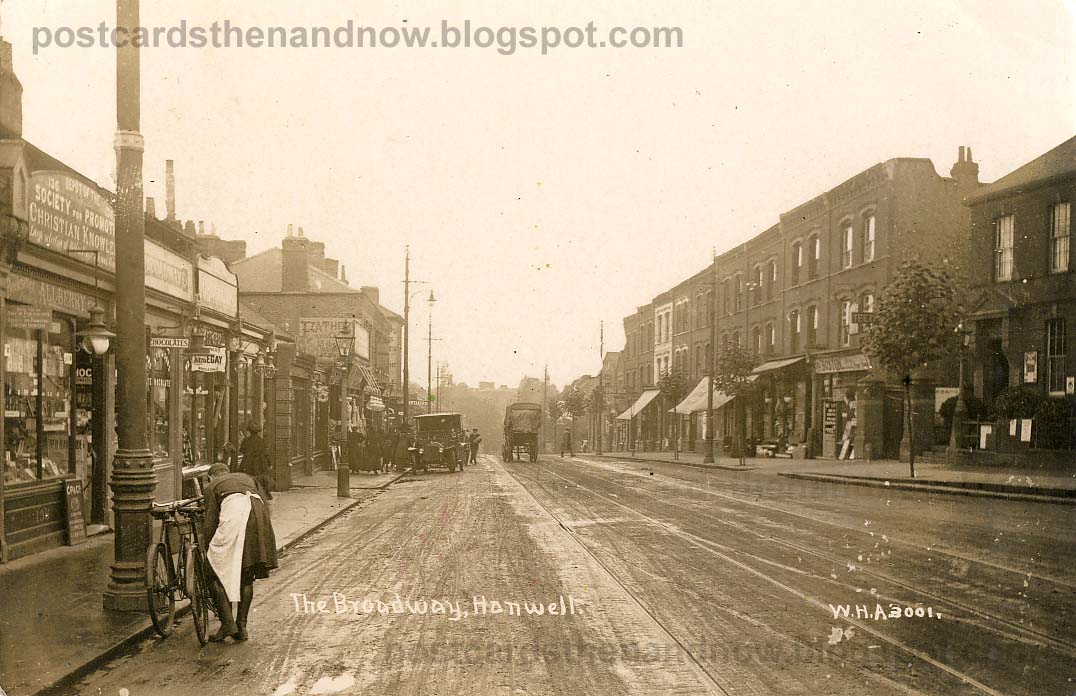 Postcards Then and Now: Hanwell Broadway, West London c1913