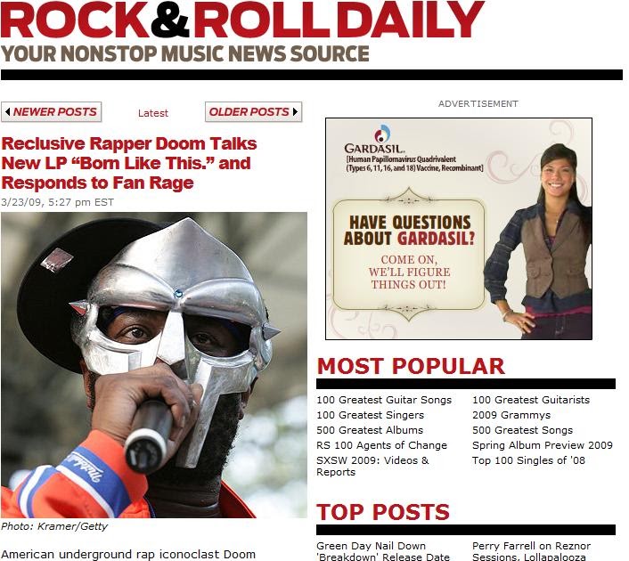 DOOM Interview for Rolling Stone (luv this guy)