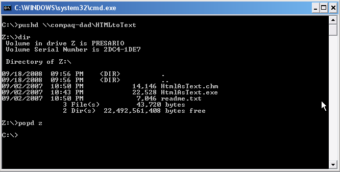 CHRISdotTODD: Map a drive while in the Command Prompt