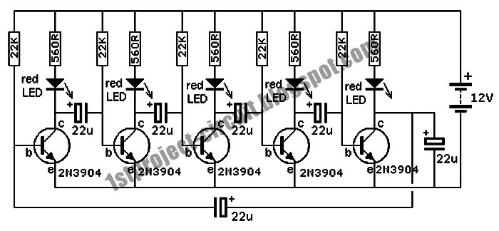 Project Circuit Design: Discrete Running Flashing LED Circuit