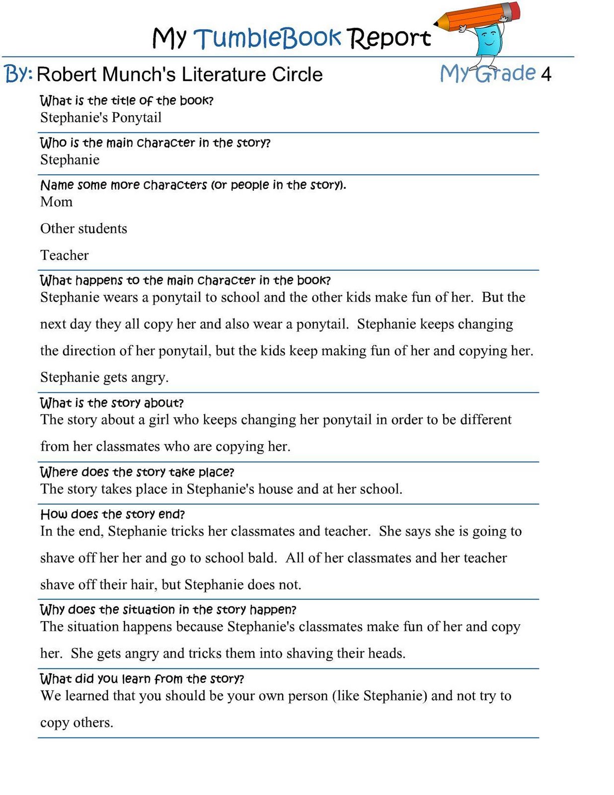 Robert Munsch's Literature Circle