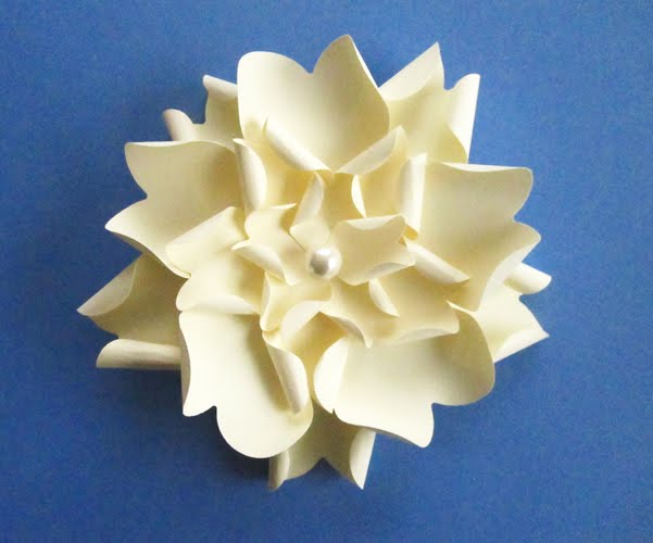 Momichka: Cream Paper Flower with White Pearl Center