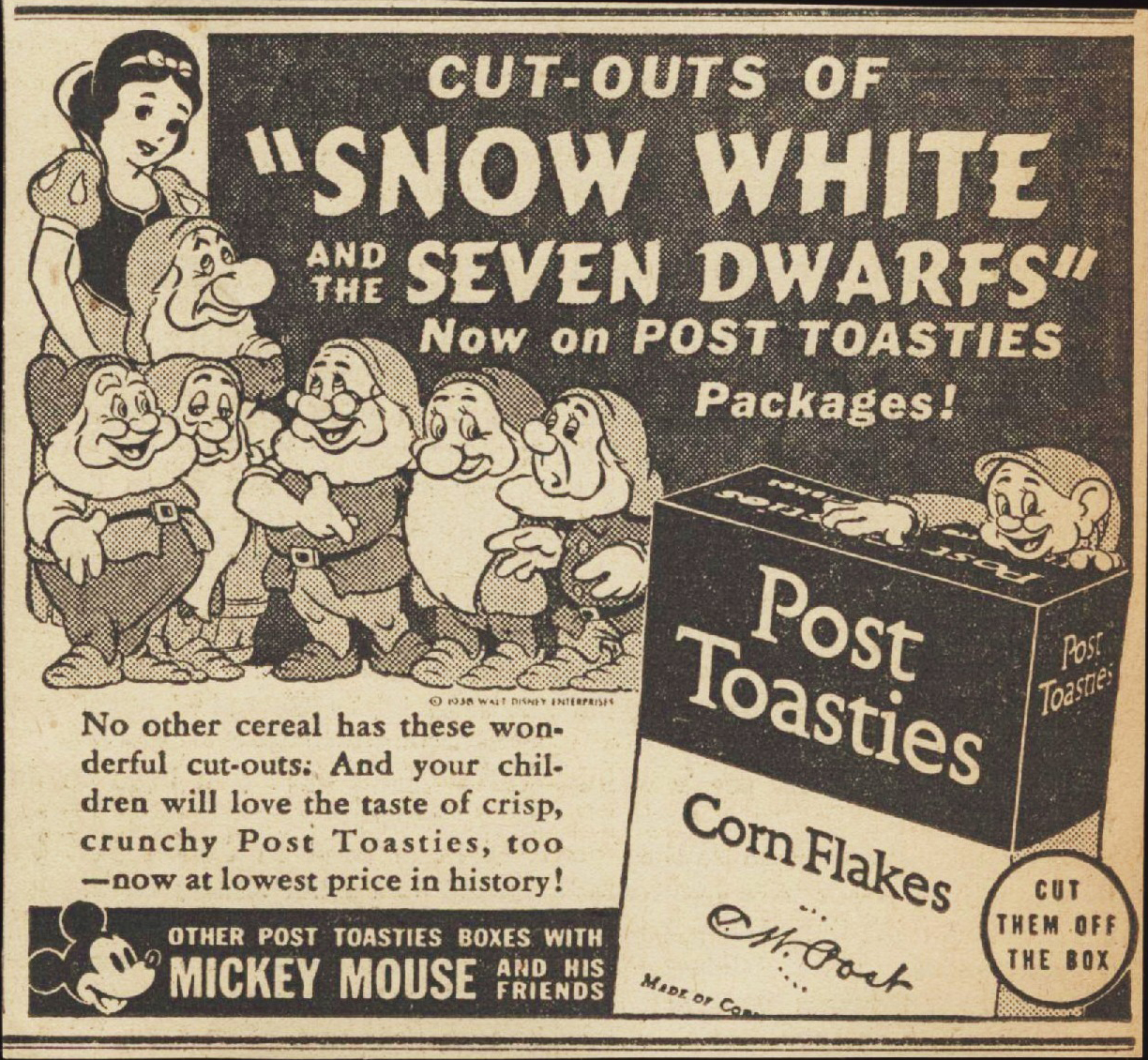 Filmic Light - Snow White Archive: 1938 'Snow White' Cereal Ads