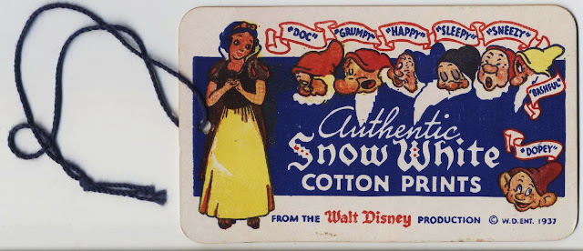 Filmic Light - Snow White Archive: 1937 Snow White Clothing Tag
