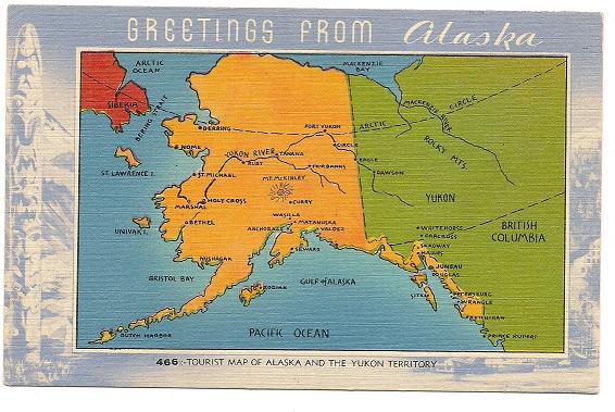 Judy's Postcards Plus: Map of Alaska Postcard and Yukon Territory