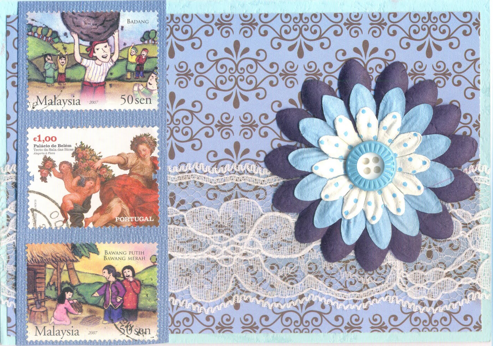 My Art and Craft Works: Real stamps on Card