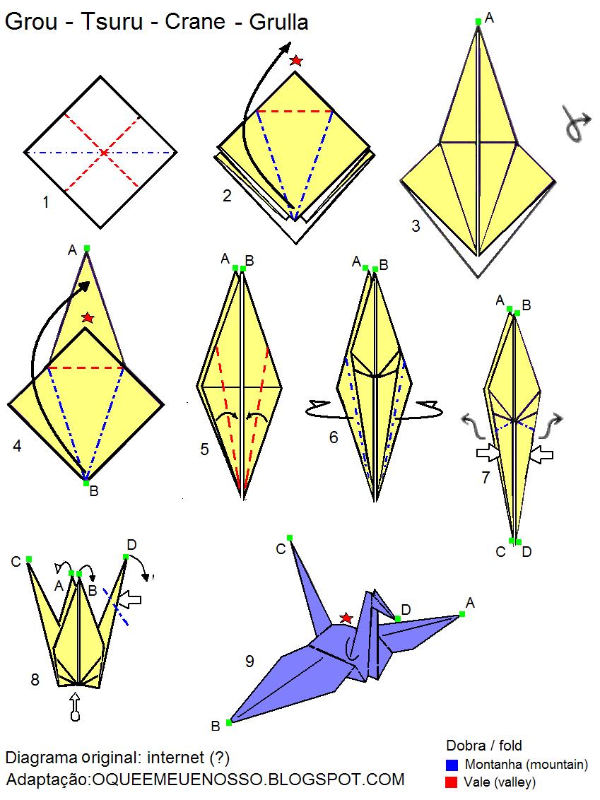 O QUE É MEU É NOSSO: Origami - Grou (pt) - Tsuru (jp) - Japanese Crane ...