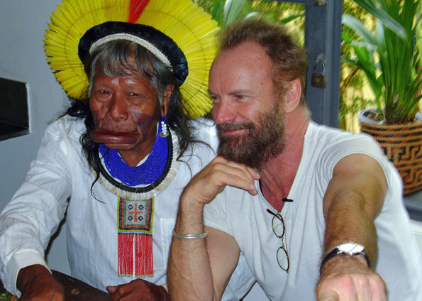 Blog do Mércio: Índios, Antropologia, Cultura: Raoni e Sting juntos de novo
