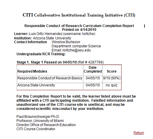 Humans and Computers Interfacing: IRB Training