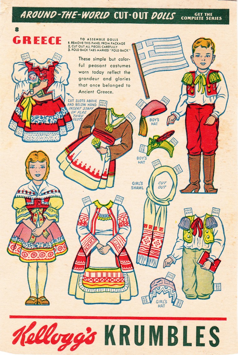 The Paper Collector: Kellogg's Krumbles Greece Cut-Out Dolls