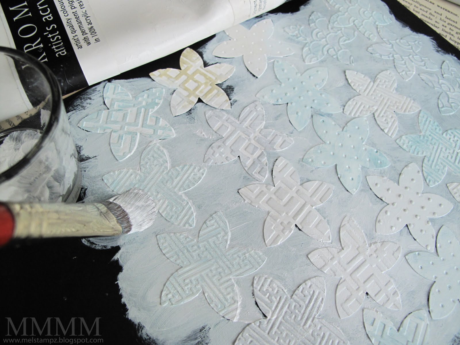 Mel Stampz: Embossed Fresco Flowers (with a 5 petal flower punch & a ...