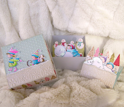 Mel Stampz: Micro-Beaded Winter Wonderland (3x3 Box template with a lid)