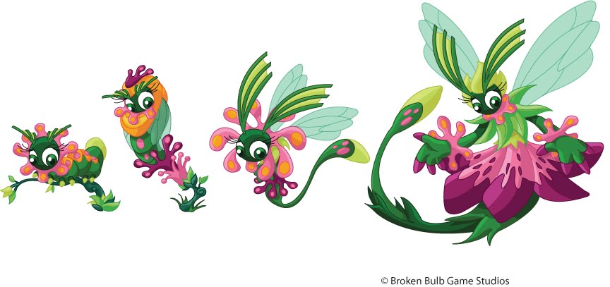 Serkworks: Miscrits: Flowerpiller, Chrysaleaf, Bloombug, Fairyblossom