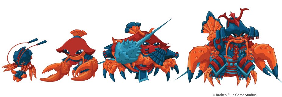 Serkworks: Miscrits: Prawnja, Hermetalcrab, Shellgun, Clawmurai