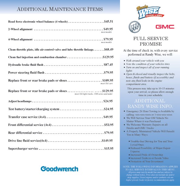 Randall Hampton Art and Design: Sample Menu pages for Auto Dealer