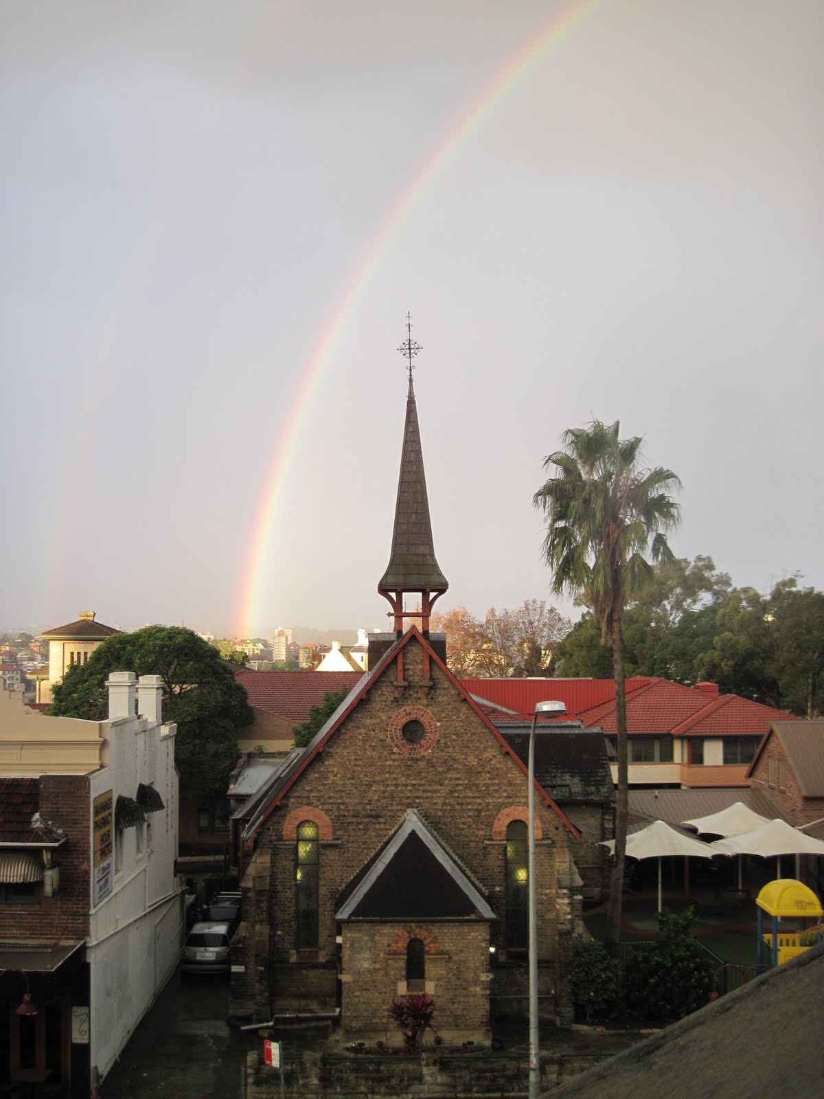 kirribilli kim: photos: rainbow over church