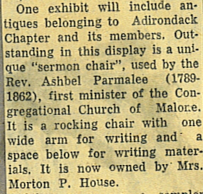 The Franklin County (NY) Historian: 1965 DAR Display